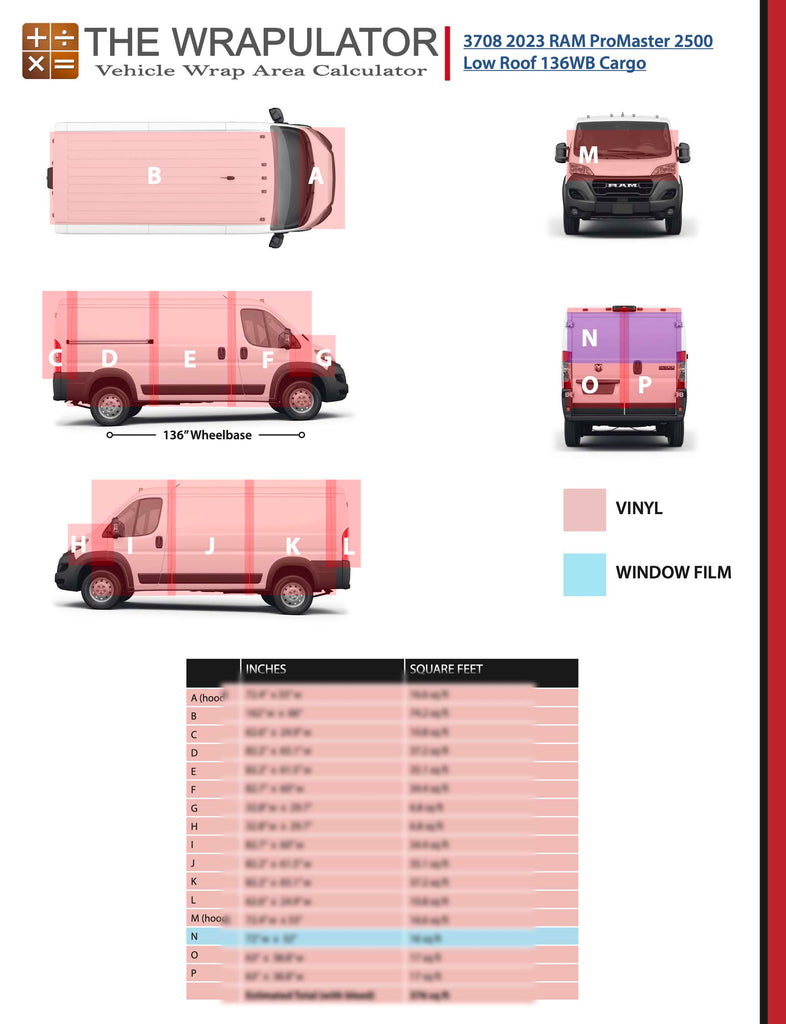 2023 RAM ProMaster 2500 Cargo Low Roof 136" WB 3708 PDF – BadWrap