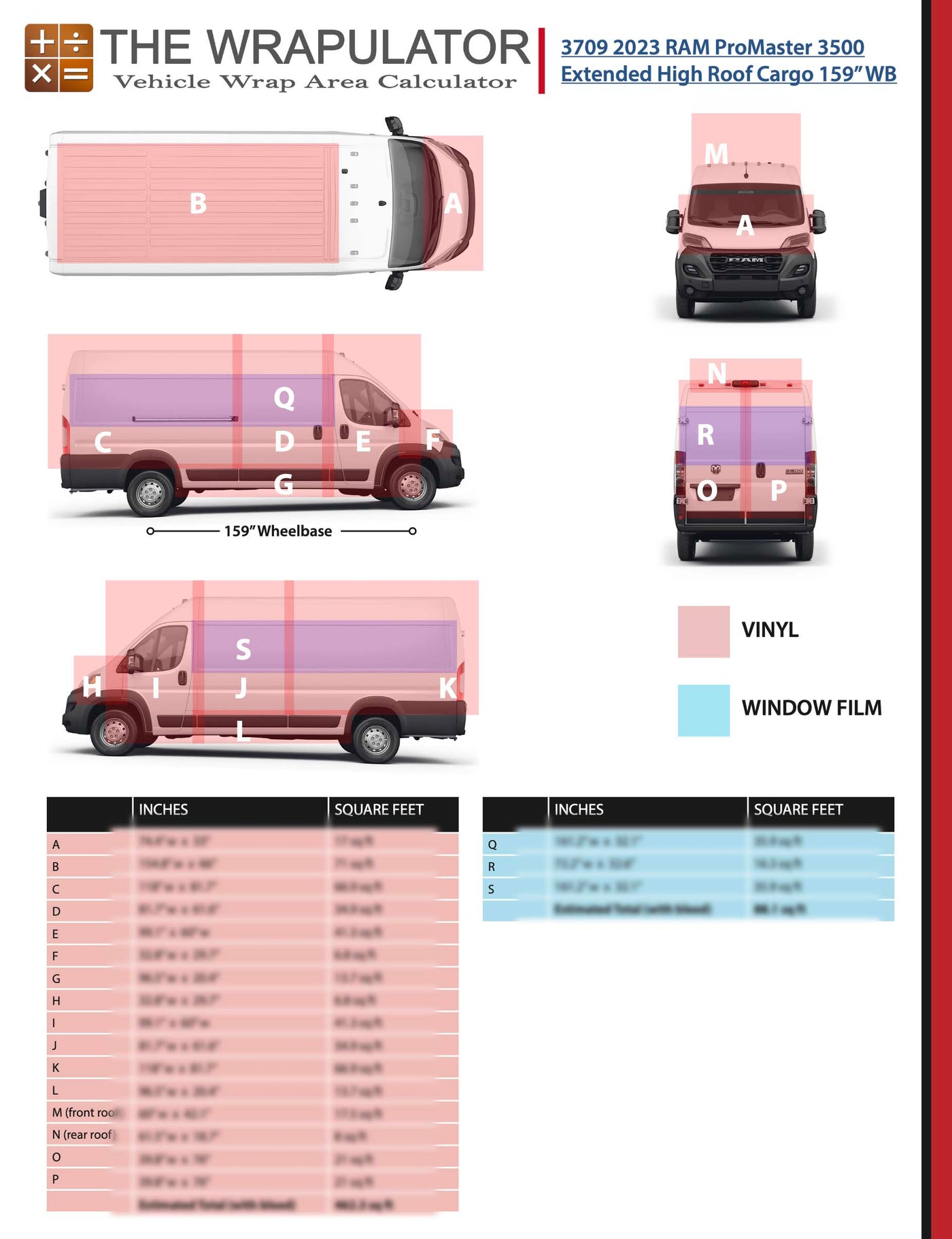 3500 159 Wb 3dr High Roof Extended Cargo Van Length